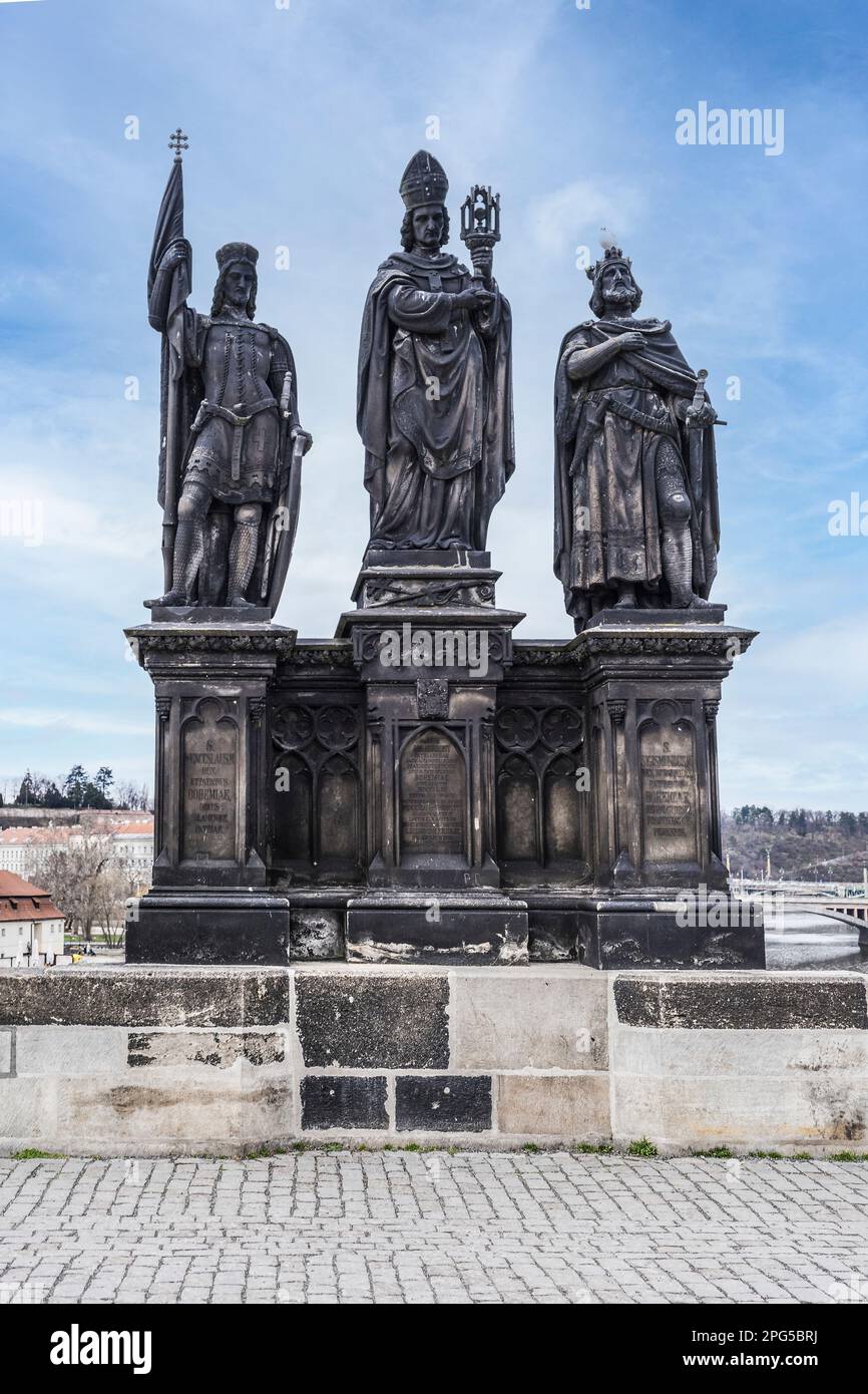 Statue of Saints Norbert of Xanten, Wenceslas and Sigismund on Charles ...