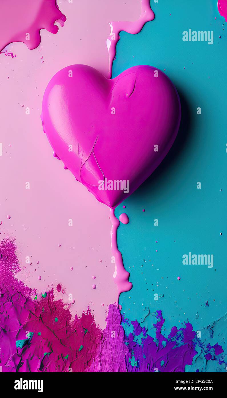Colorful heart with paint splatters Stock Photo - Alamy