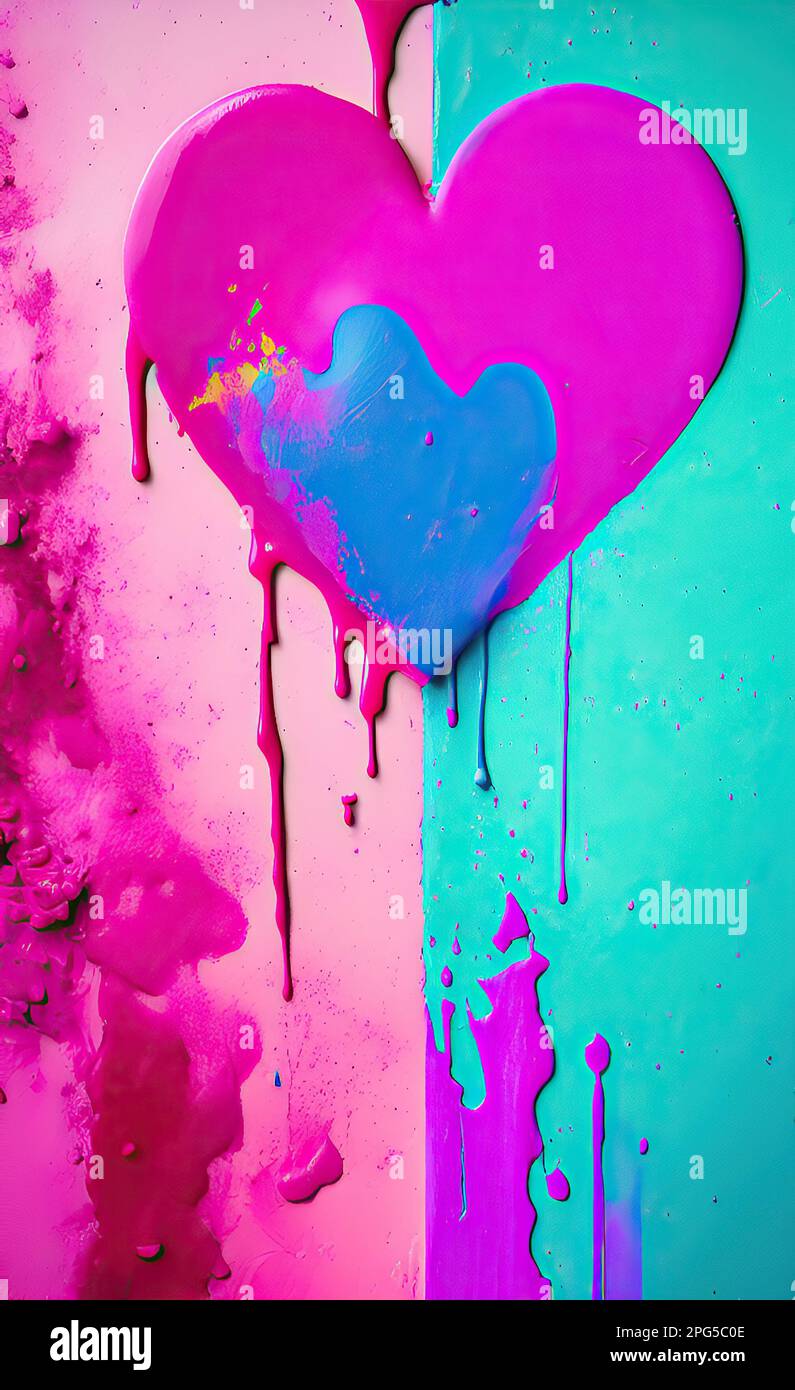 Colorful heart with paint splatters Stock Photo - Alamy
