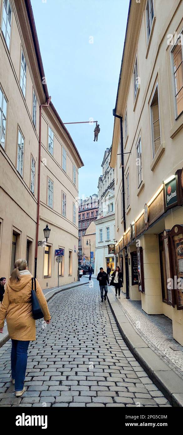 Prague, Czech Republic - February 23, 2023: Hanging Man is a David ...