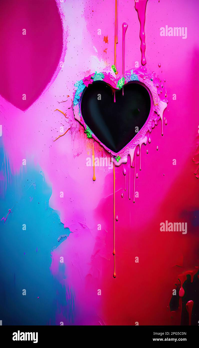 Colorful heart with paint splatters Stock Photo - Alamy