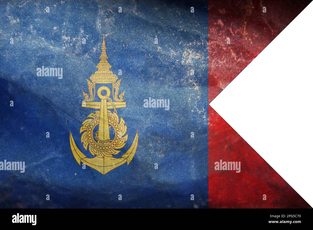 Top view of retro flag Navy Commander Coastal Station Thailand with ...