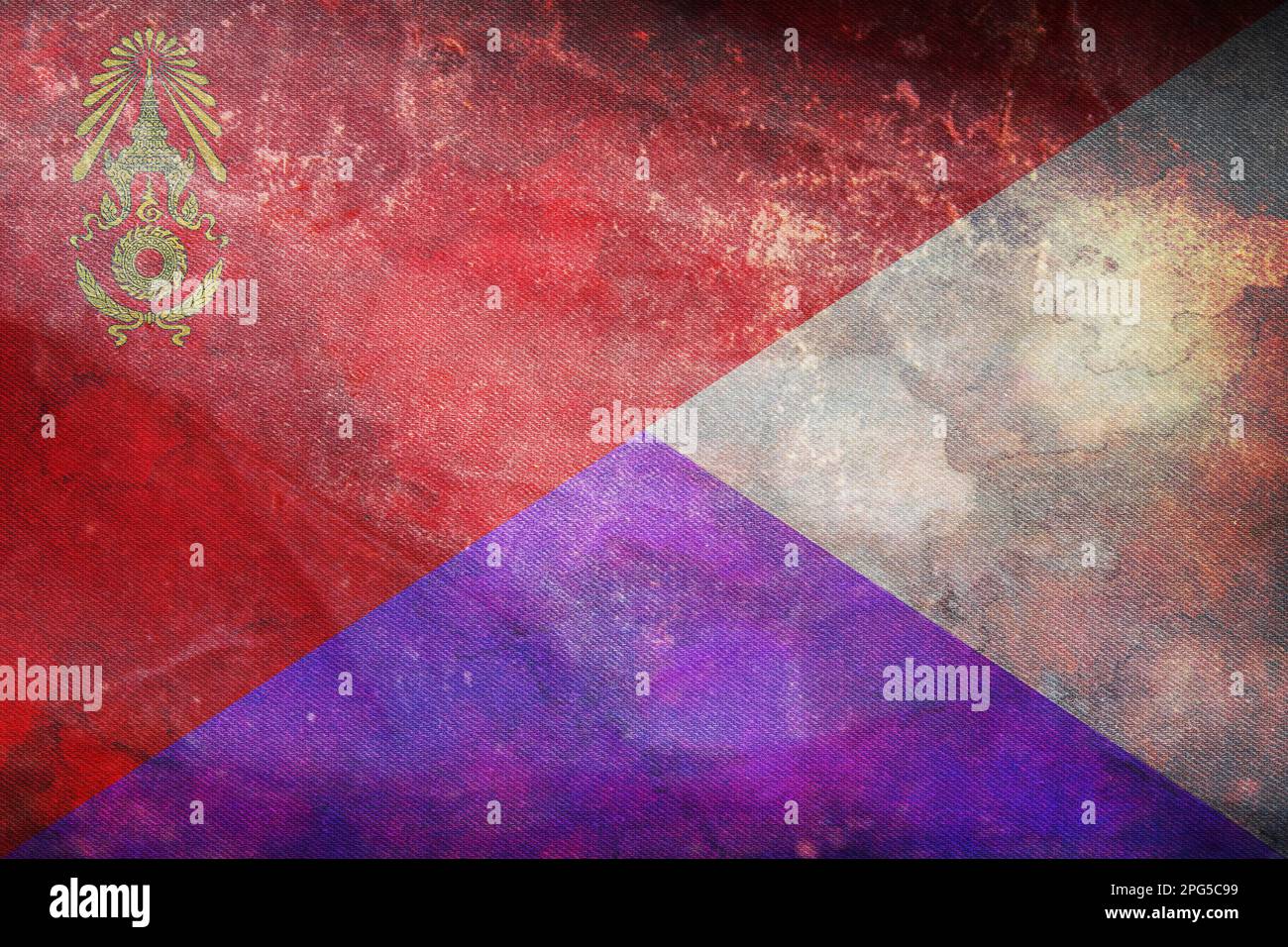 Top view of retro flag Identification Thai Army Battalion Signal ...