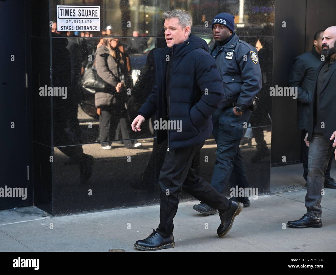 Matt Damon exits the Good Morning America studio on March 20, 2023 in ...
