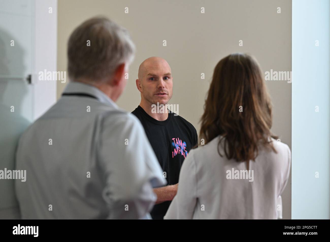 Independent senator David Pocock at a press conference at Parliament ...