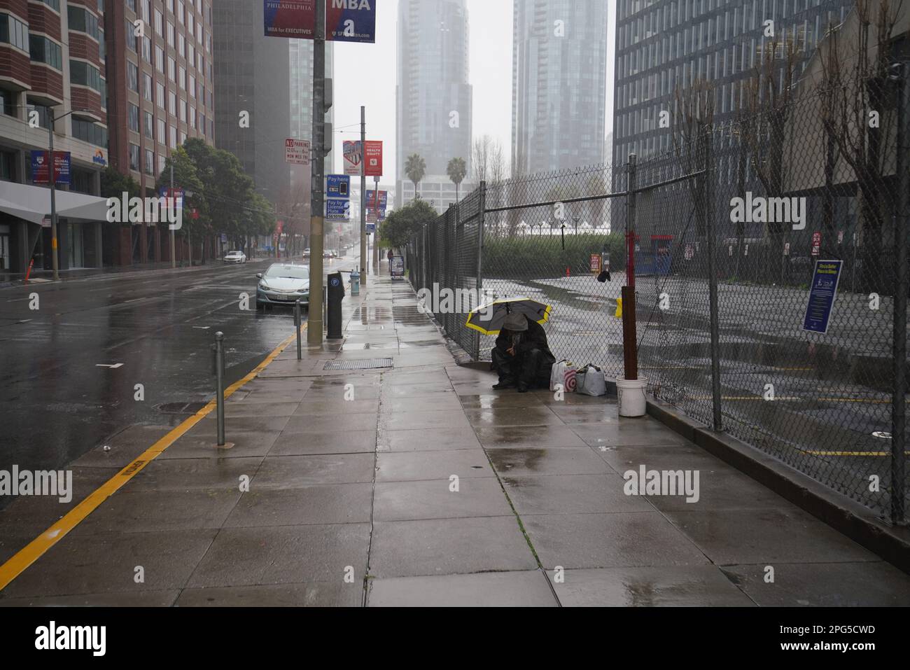 San Francisco, United States. 19th Mar, 2023. A homeless man sheltering ...