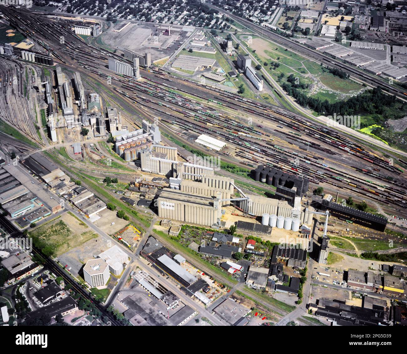 1970s MASSES OF GRAIN ELEVATORS BY RAIL YARDS MINNEAPOLIS MINNESOTA USA ...