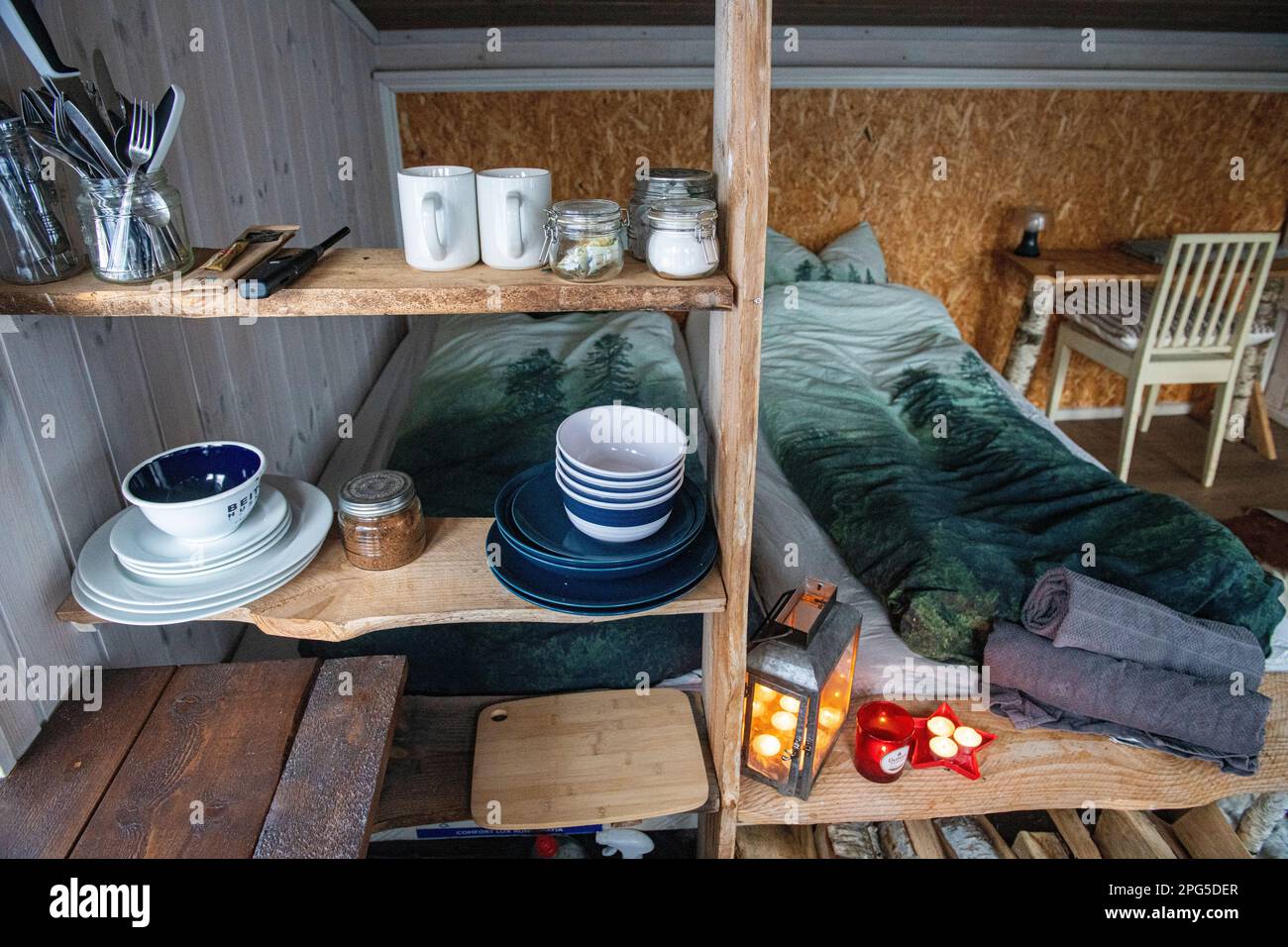 SThe interior of a remote cabin in the snow in a forest in Norway Stock ...