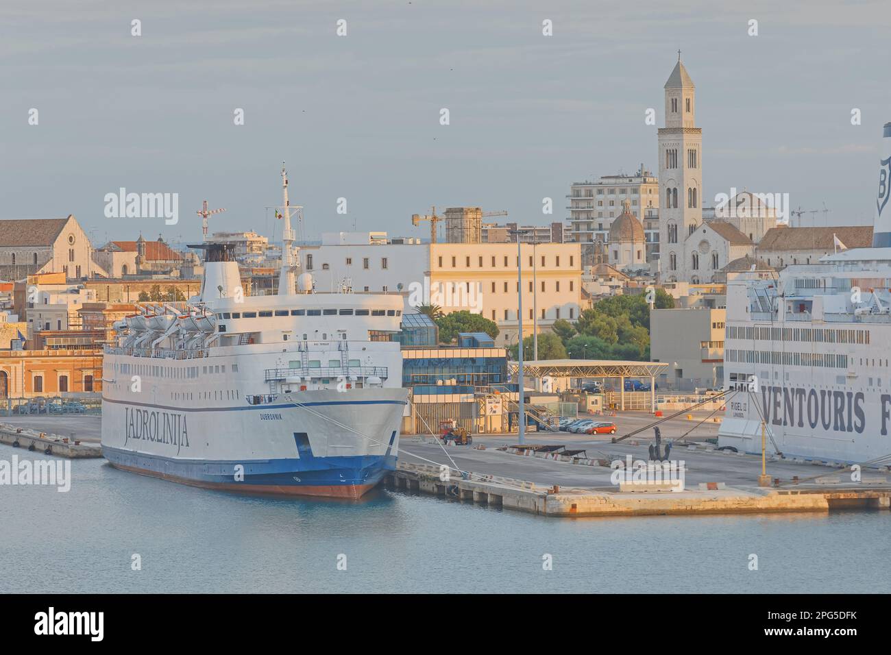 Anchored ferries in the port of Bari Italy Stock Photo - Alamy