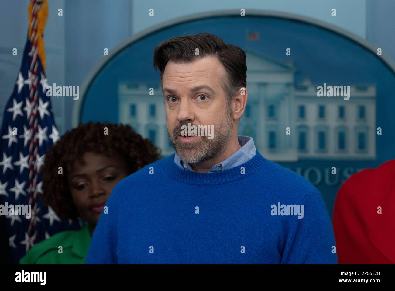 Washington, DC. 20th Mar, 2023. Actor Jason Sudeikis, standing with ...