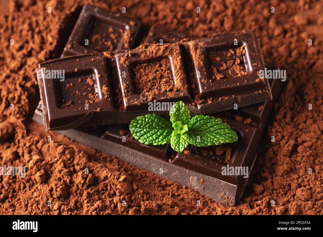 Dark and milk chocolate with nuts on a dark background sprinkled with ...