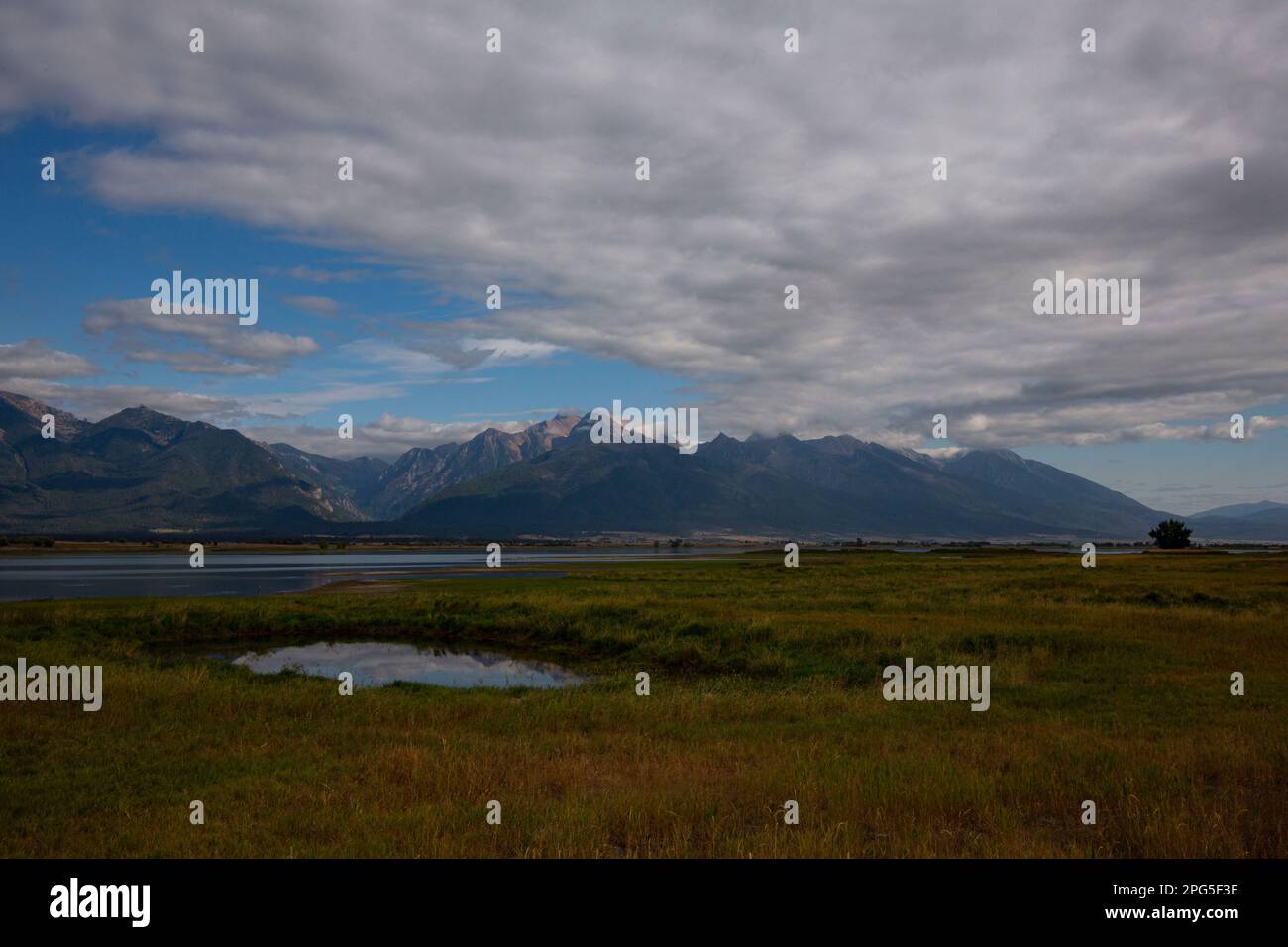 Montana landscape view of Mission Mountains and Ninepipe Refuge, part ...
