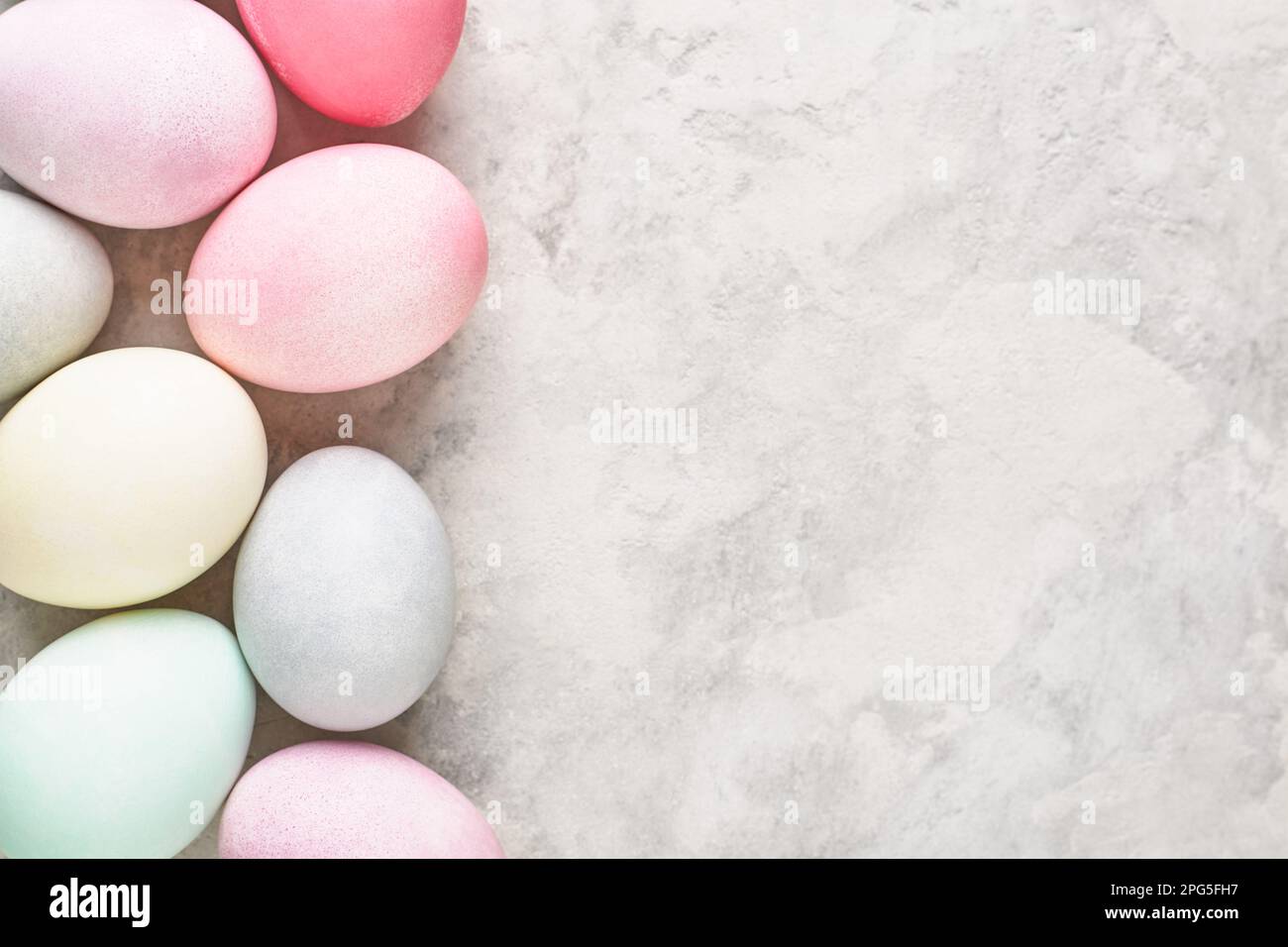 Easter background, colorful pastel dyed Easter eggs border Stock Photo ...