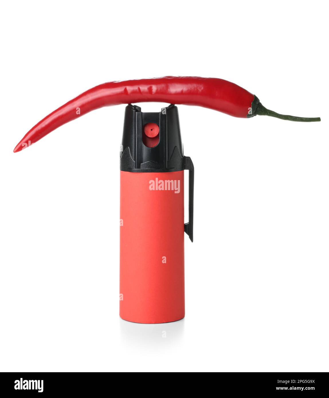 Spray with chili pepper on white background Stock Photo - Alamy