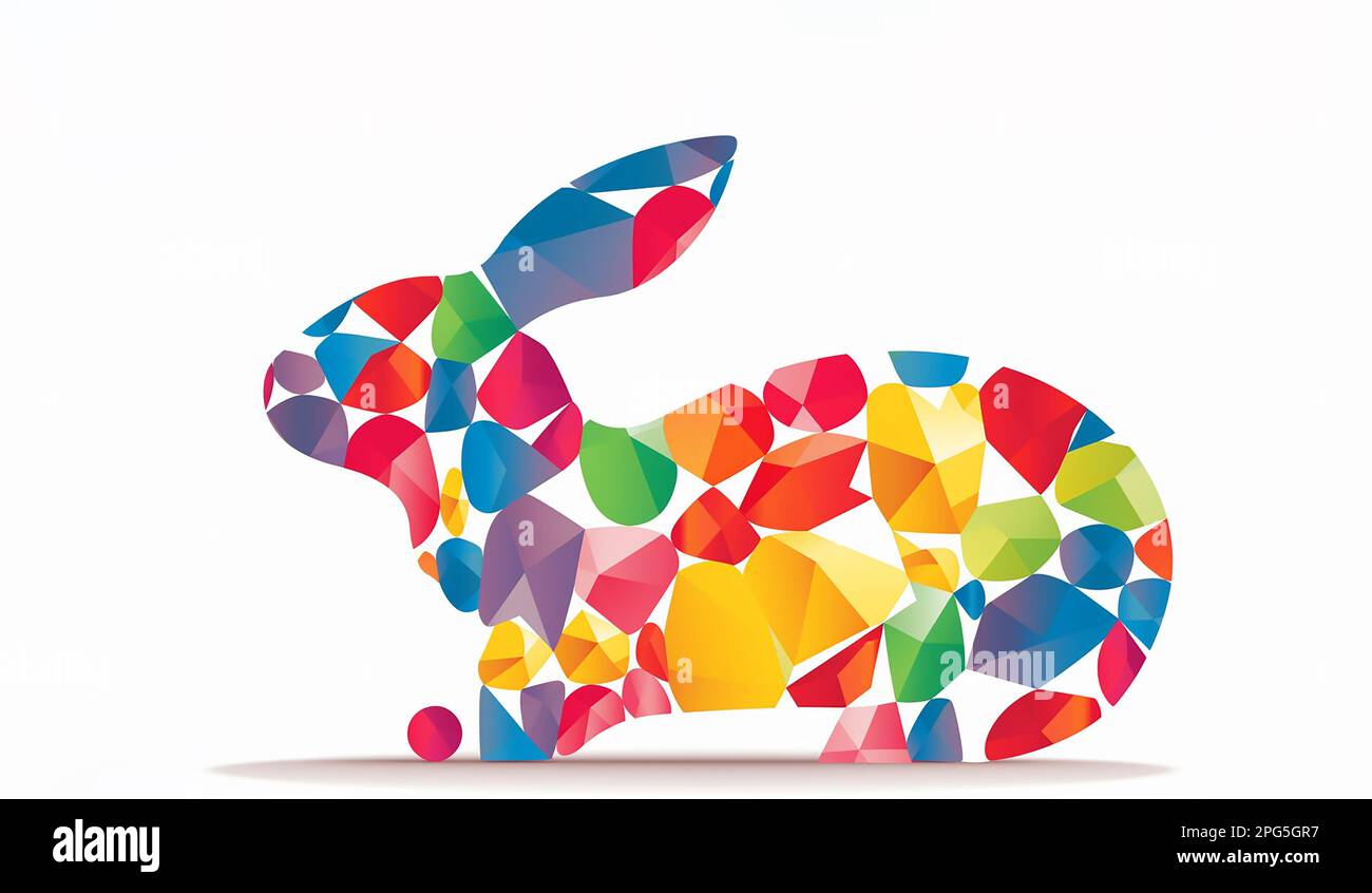 full colour Abstract bunny shape with colorful eggs, and easter ...