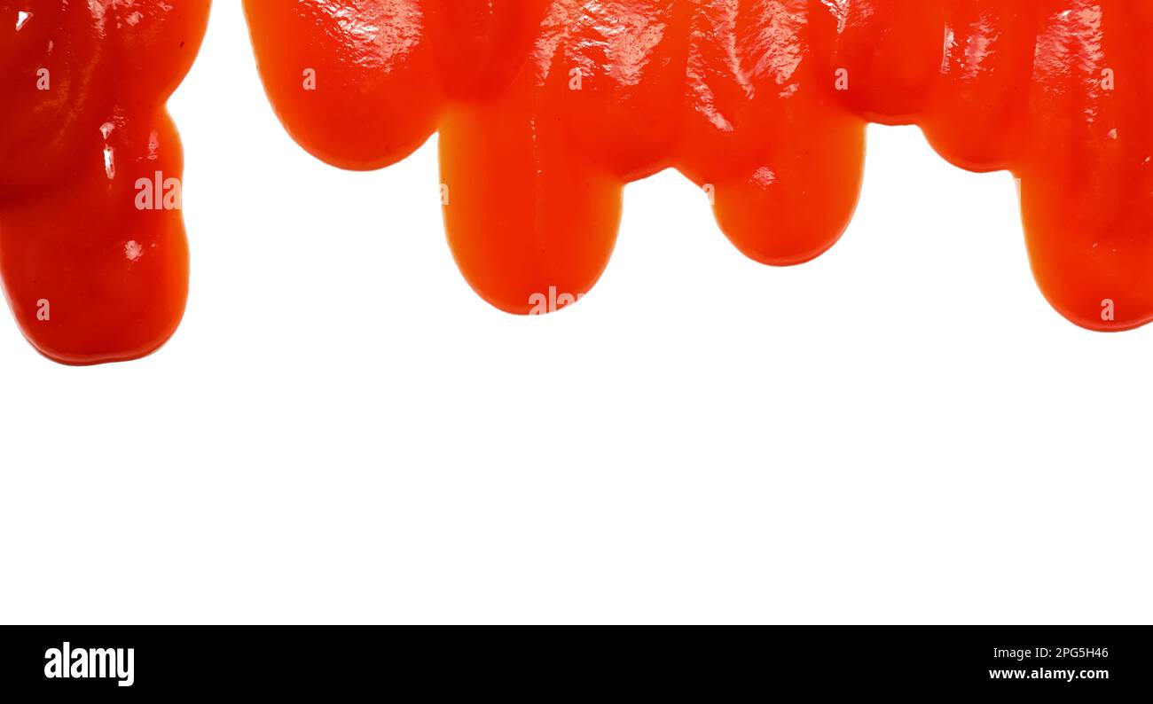 Spilled ketchup on white background, closeup Stock Photo - Alamy