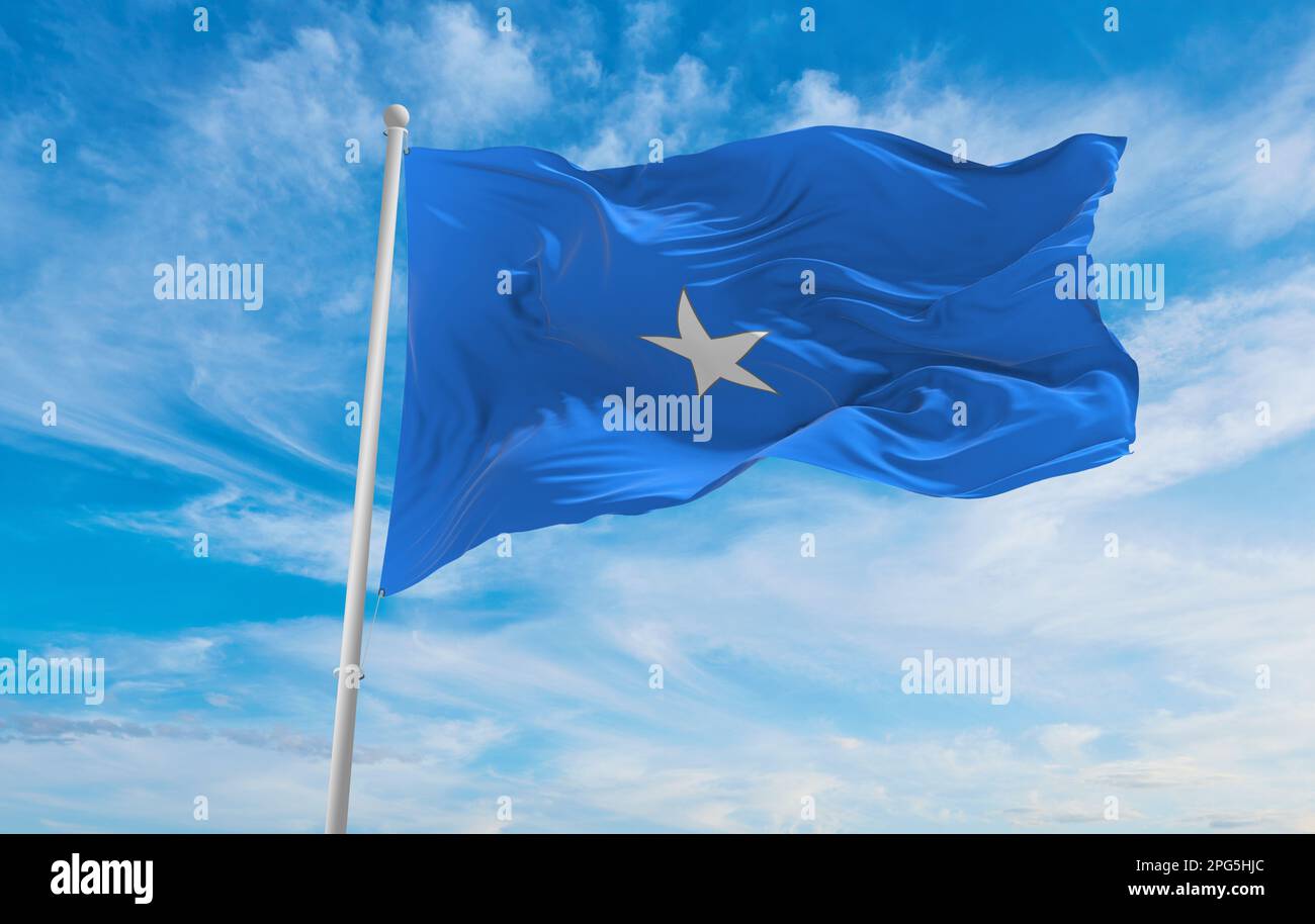 official flag of Air Commodore Thailand at cloudy sky background on ...