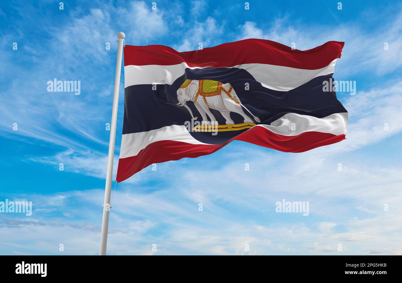 official flag of Ambassador Thailand Thailand at cloudy sky background ...