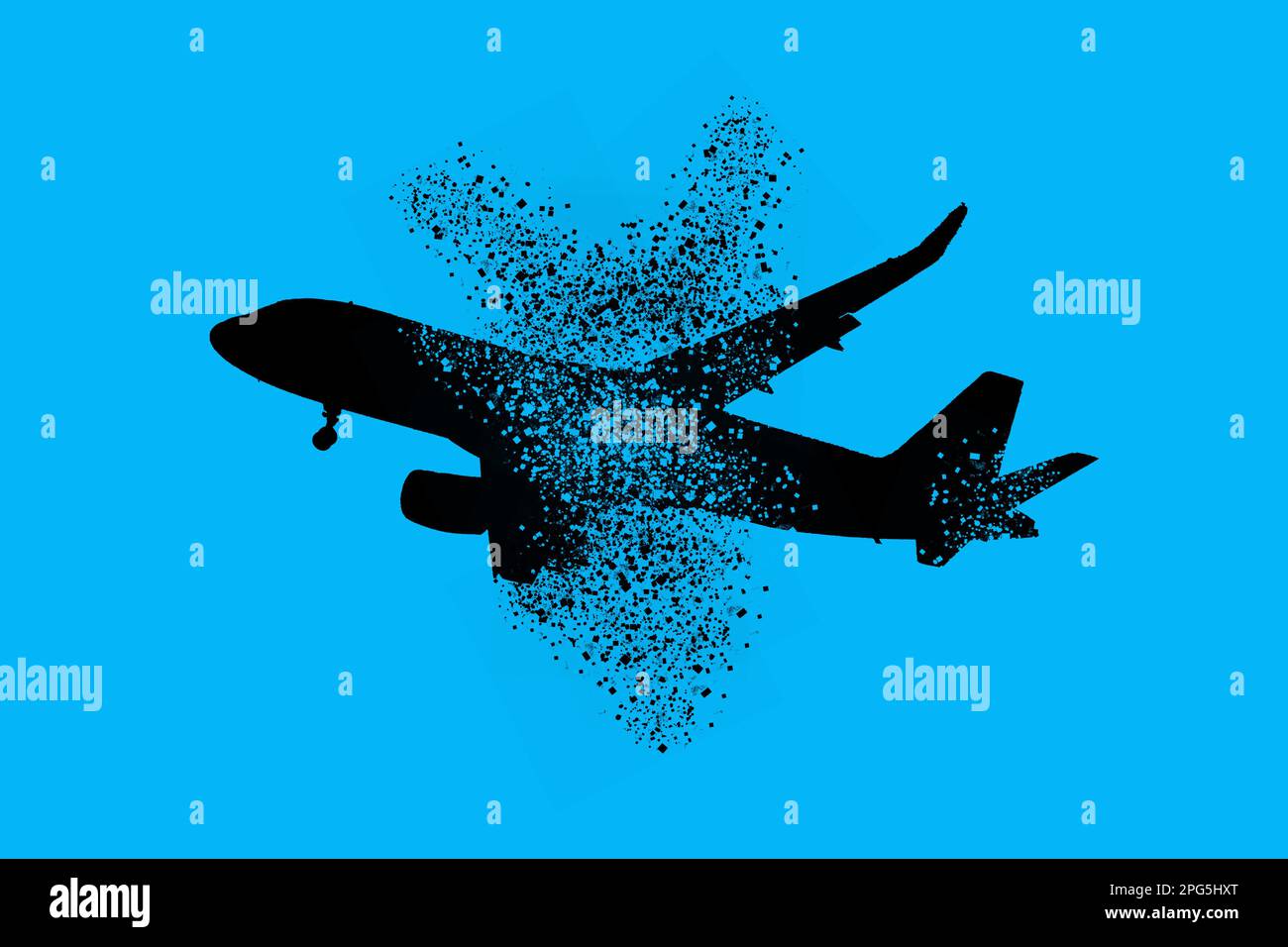 Commercial aircraft overflying the sky and arriving at airport Stock ...