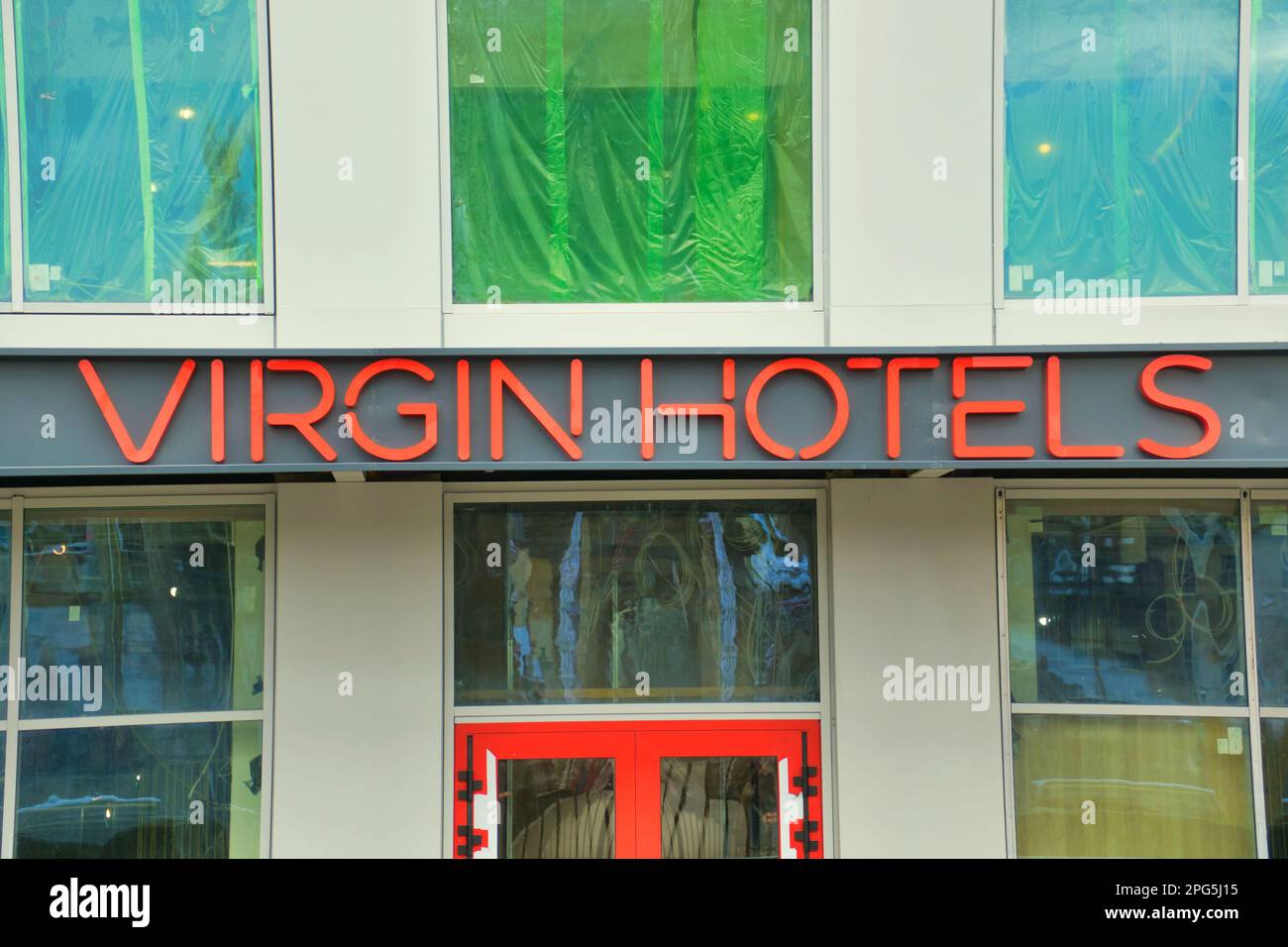 virgin hotels sign logo 246 Clyde St, Glasgow G1 4JH Stock Photo - Alamy