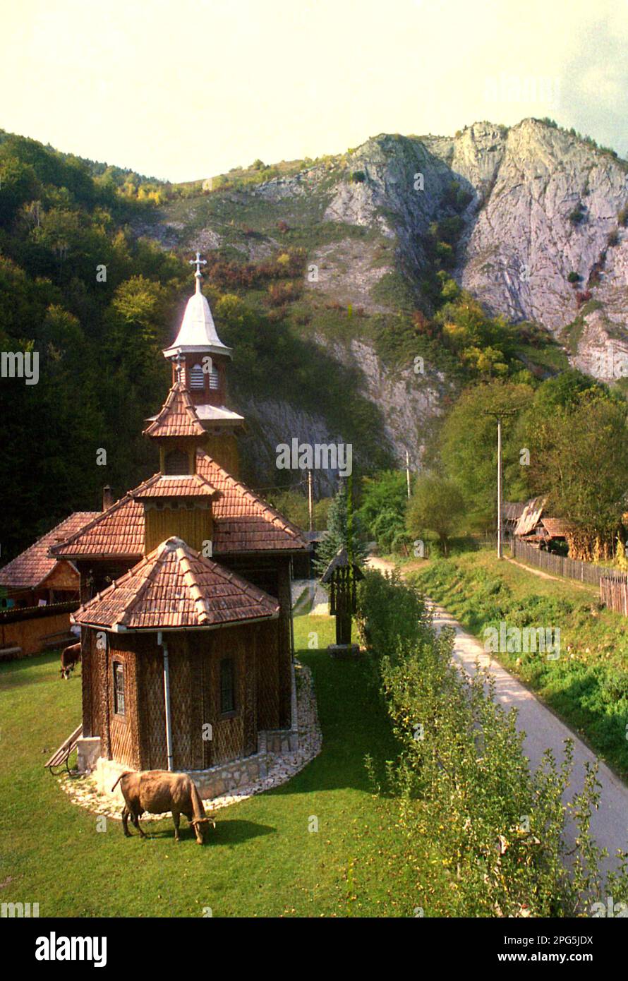 Alba County, Romania, 1999. Exterior view of the Poșaga Convent Stock ...
