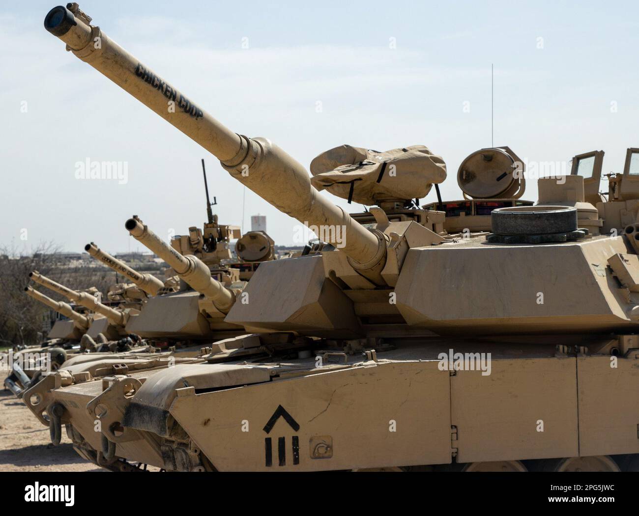 Tanks from 2nd Battalion 5th Cavalry Regiment, 1st Armored Brigade ...