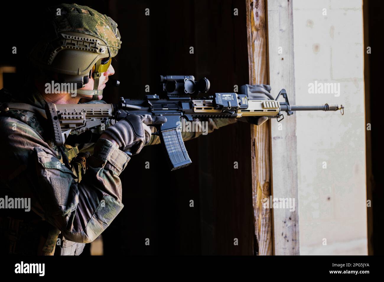 A Dutch Marine with Marine Squadron Carib, Netherlands Marine Corps ...