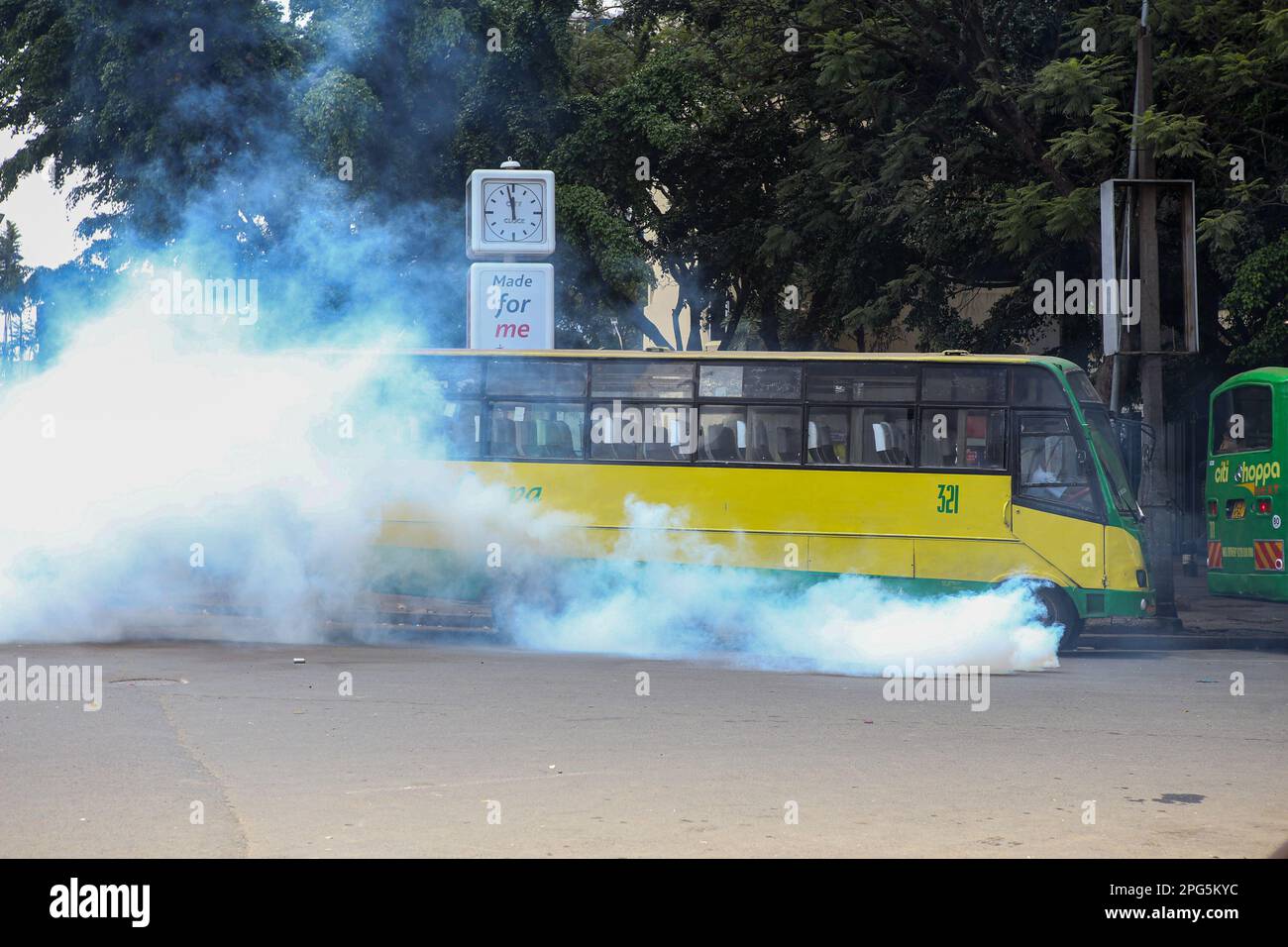 Nairobi, Kenya. 20th Mar, 2023. A teargas canister goes of at the ...