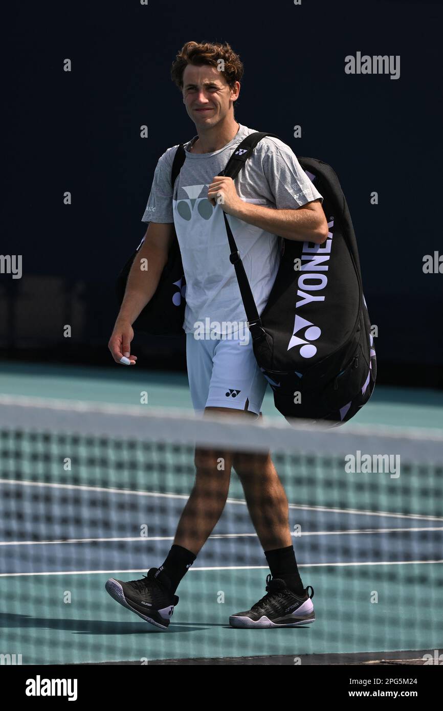 Miami Gardens FL, USA. 20th Mar, 2023. Casper Ruud is seen on the ...