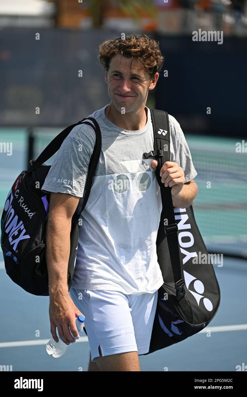 Miami Gardens FL, USA. 20th Mar, 2023. Casper Ruud is seen on the ...