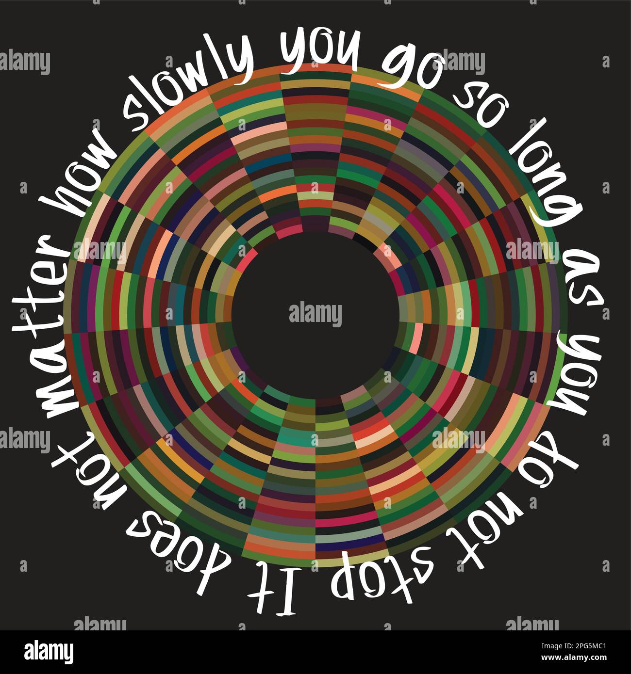 Abstract colorful circle on dark background with saying. Typography for ...