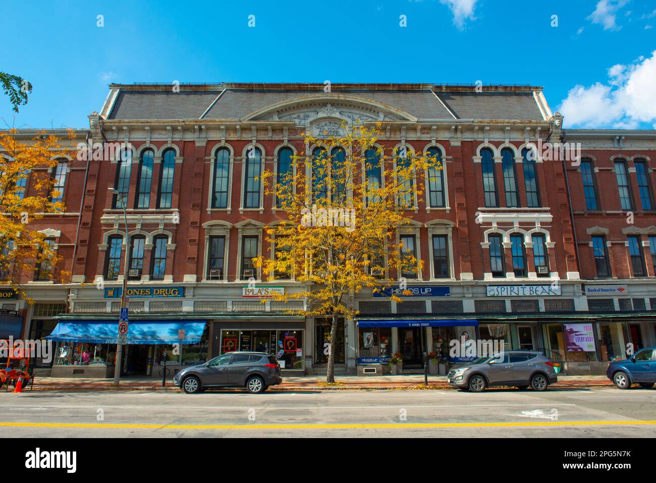 Historic commercial buildings on Main Street at Natick Common in ...