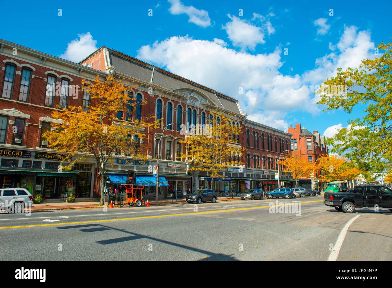 Historic commercial buildings on Main Street at Natick Common in ...