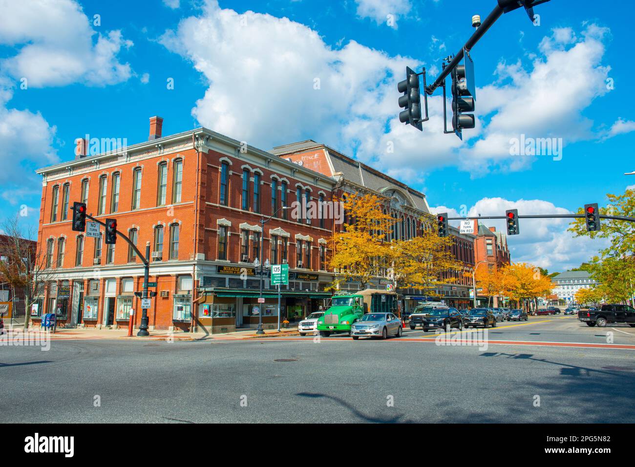 Historic commercial buildings on Main Street at Natick Common in ...