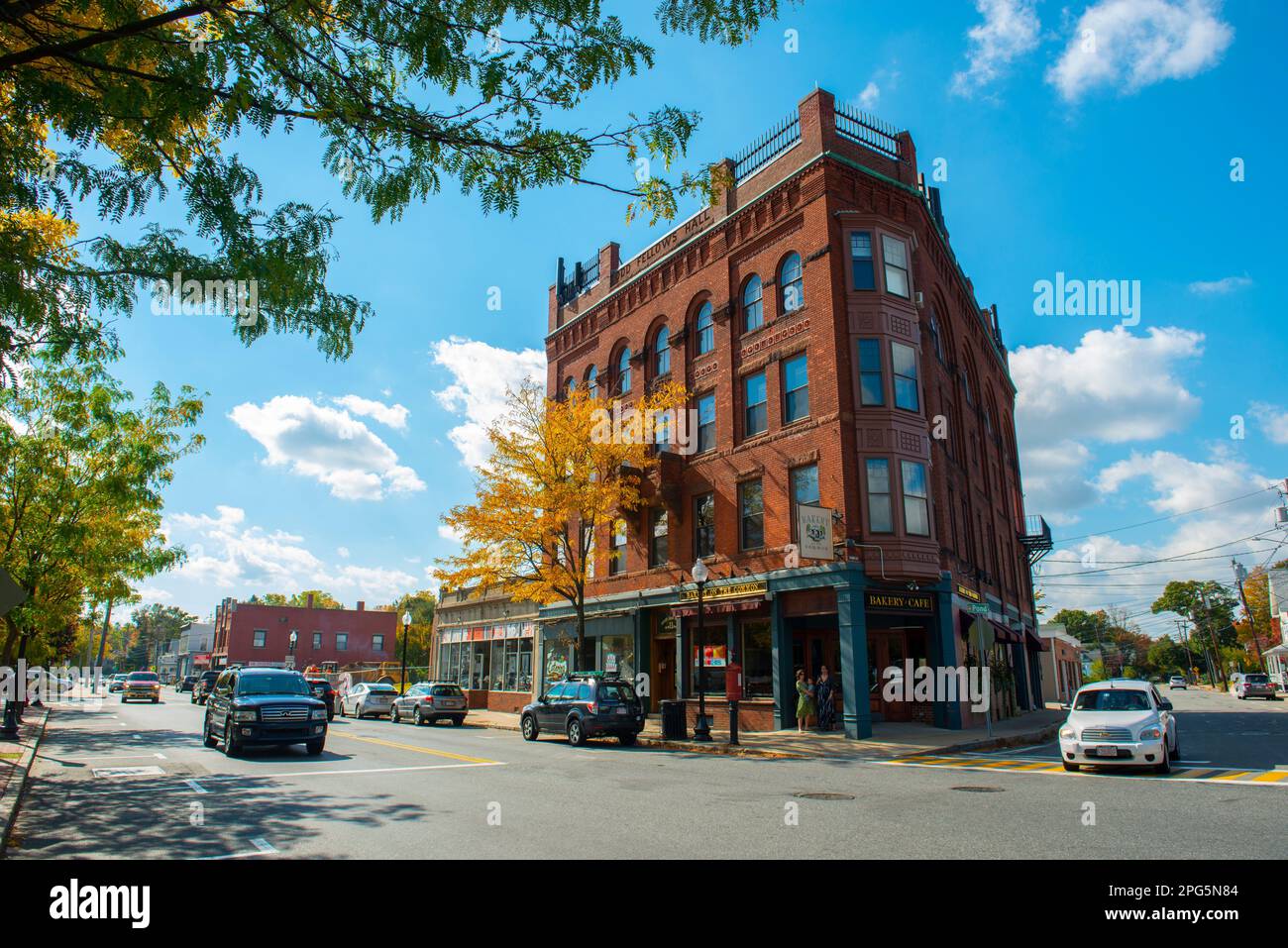 Historic commercial buildings on Main Street at Natick Common in ...