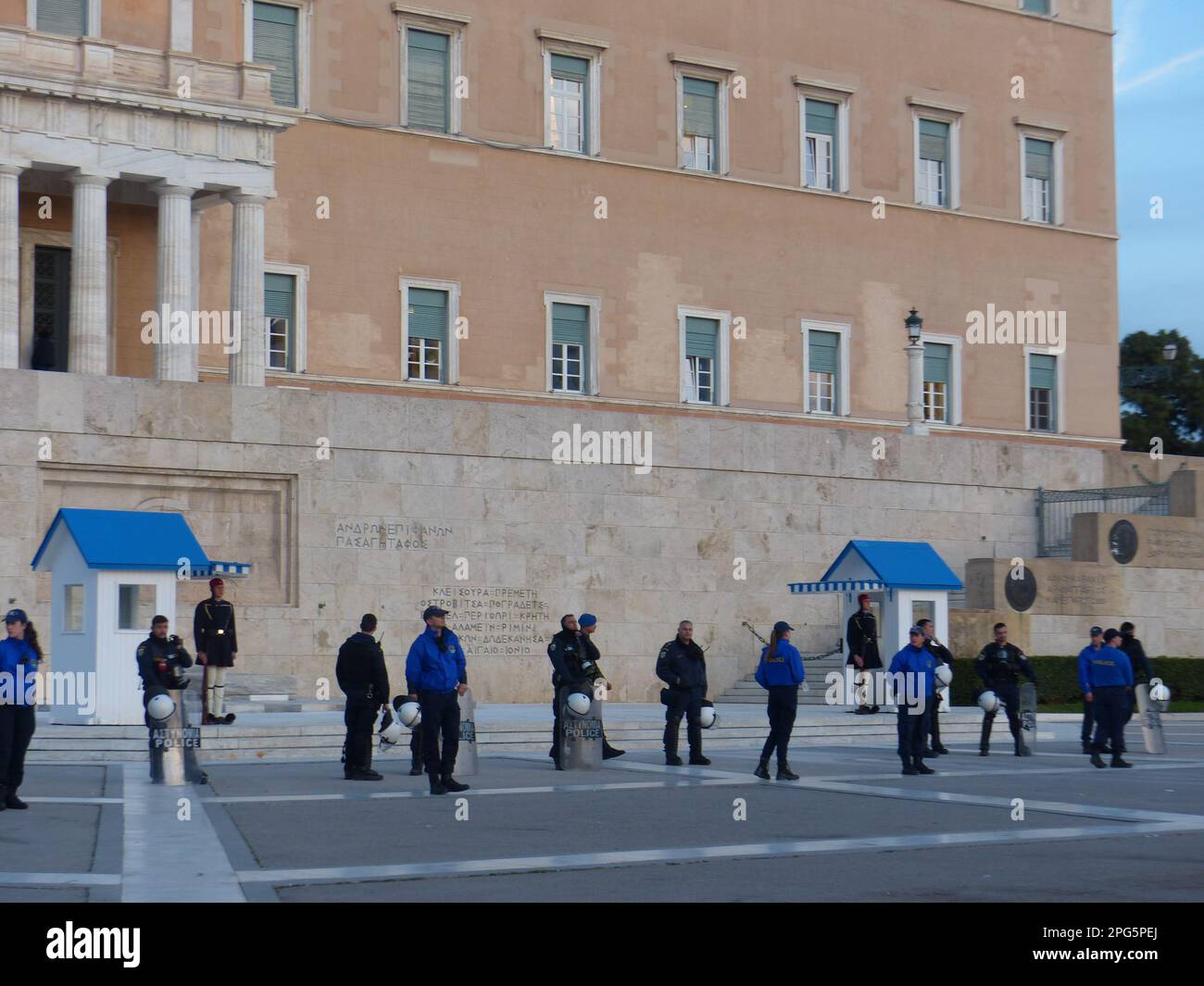 Athens, Greece, March 20, 2023. Syntagma Square and Greek Parliament ...