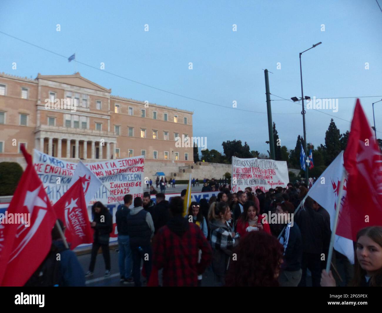 Athens, Greece, March 20, 2023. Syntagma Square and Greek Parliament ...