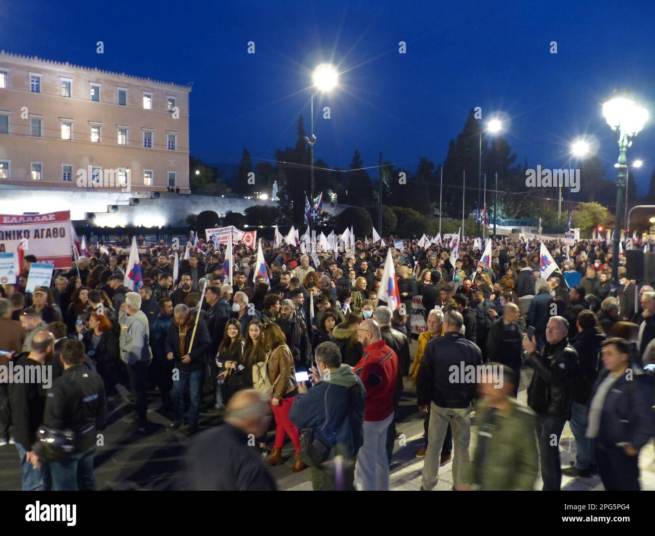 Athens, Greece, March 20, 2023. Syntagma Square and Greek Parliament ...