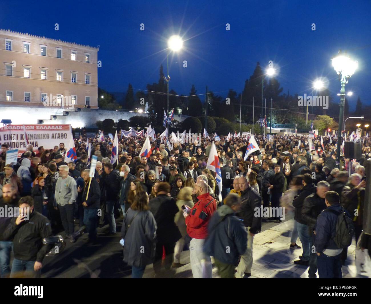 Athens, Greece, March 20, 2023. Syntagma Square and Greek Parliament ...