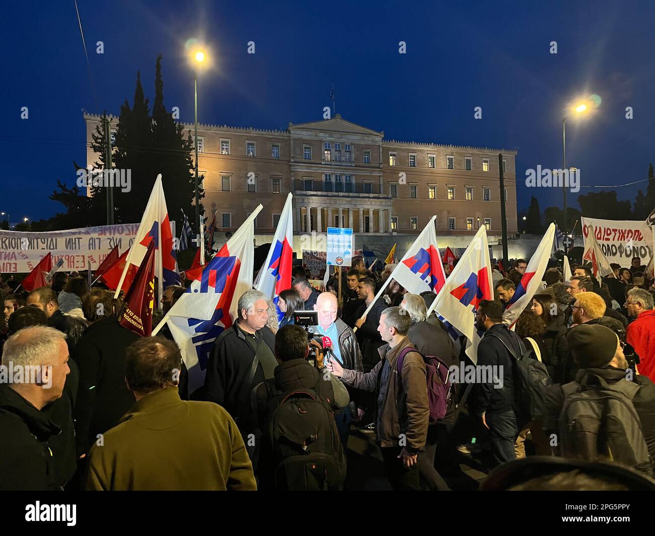 Athens, Greece, March 20, 2023. Syntagma Square and Greek Parliament ...