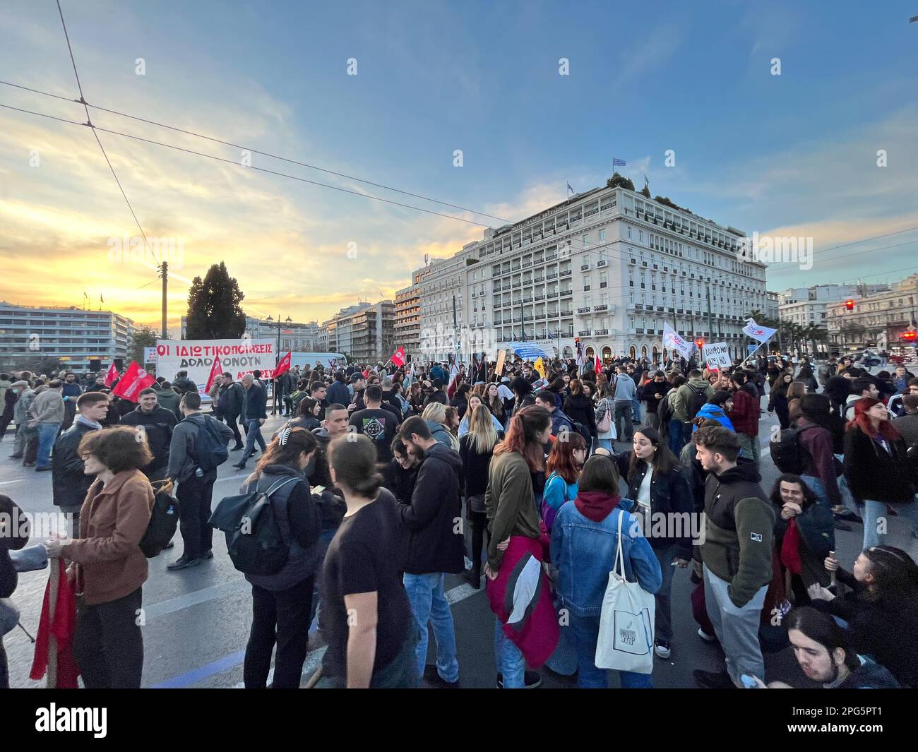 Athens, Greece, March 20, 2023. Syntagma Square and Greek Parliament ...