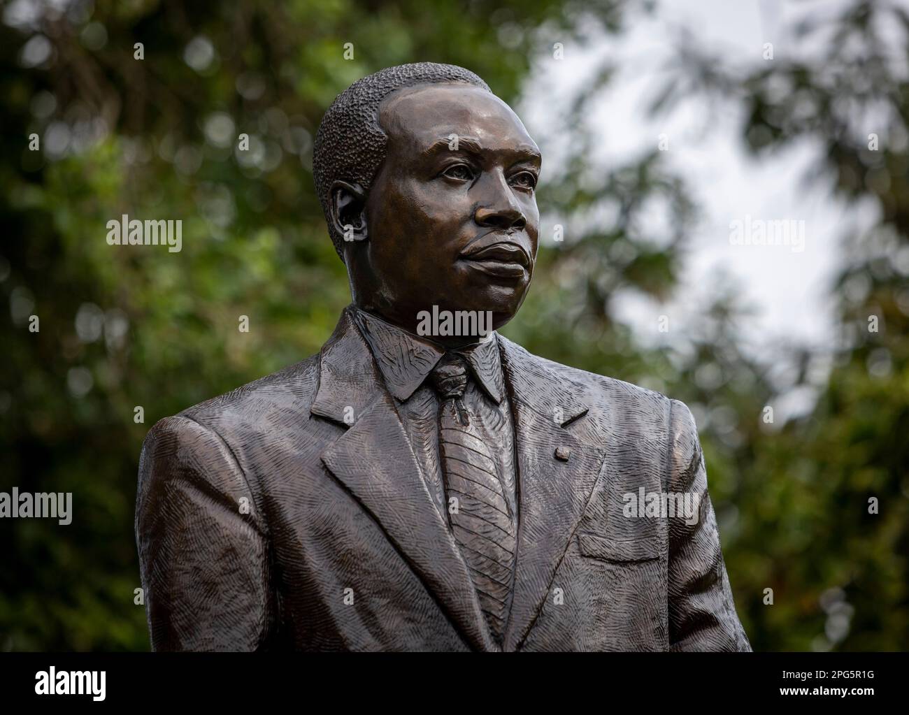 Detail of the unveiled statue of Martin Luther King Jr., in the ...
