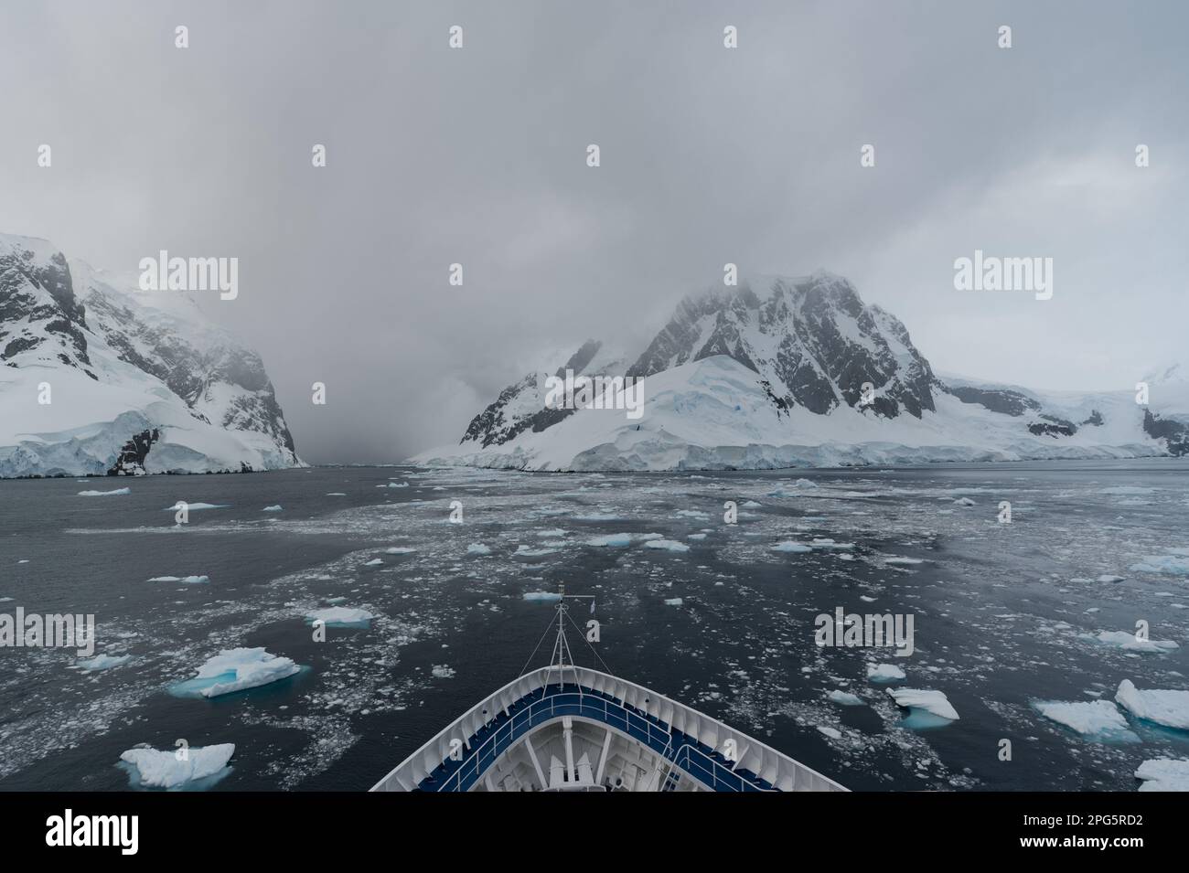 Passing through the narrow Lemaire Channel in Antarctica on a cruise ...