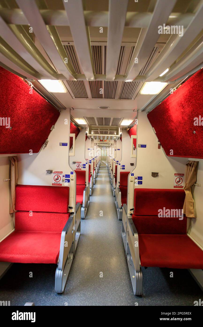 Hat Yai, Thailand - January 31, 2023: Interior of a 2nd class Thai ...