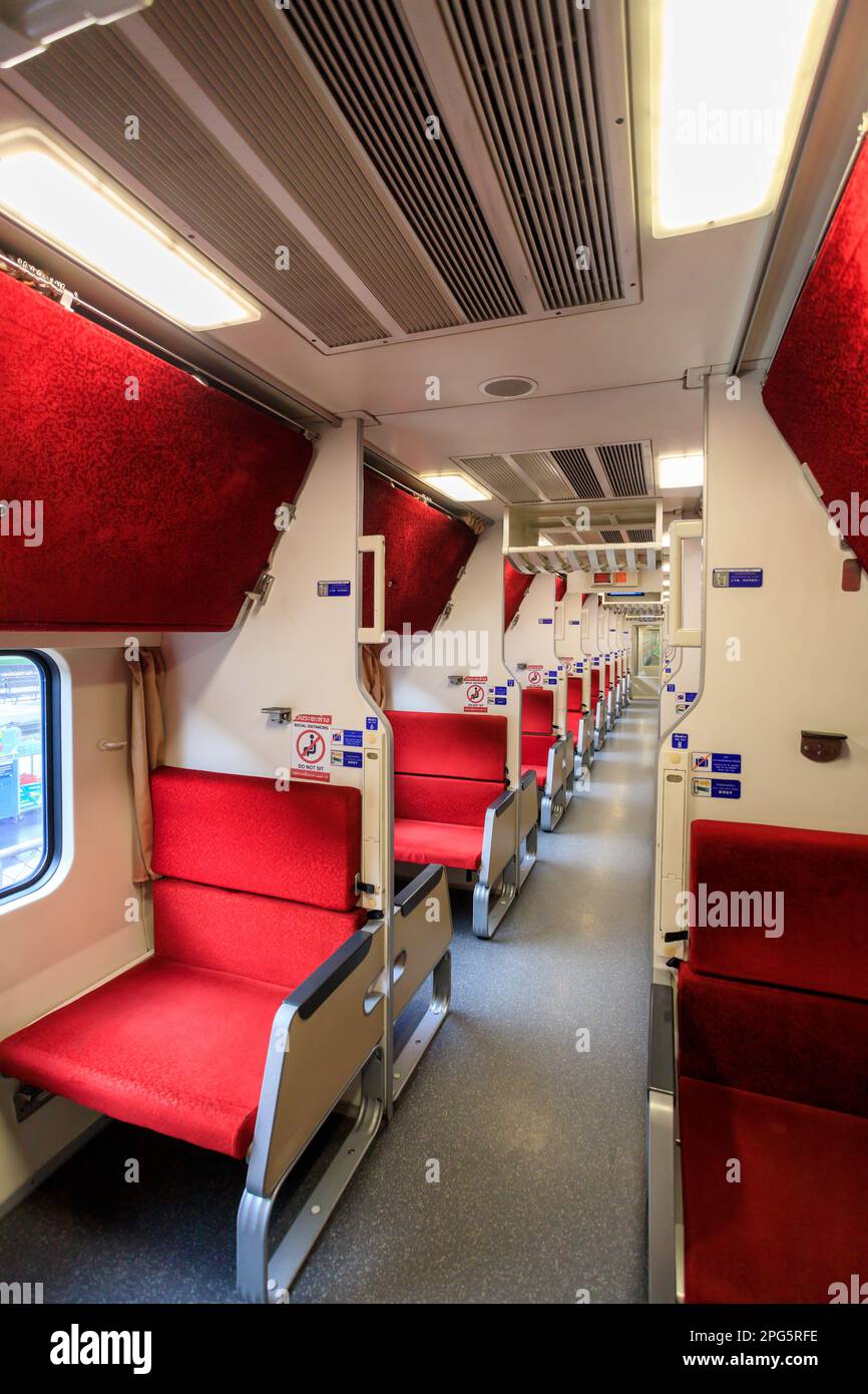 Hat Yai, Thailand - January 31, 2023: Interior of a 2nd class Thai ...