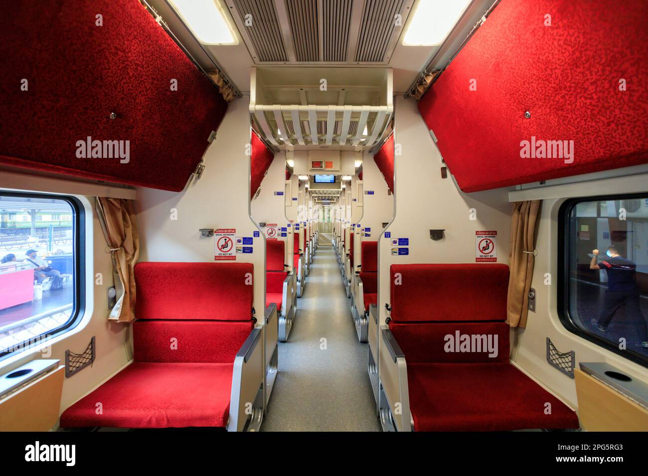 Hat Yai, Thailand - January 31, 2023: Interior of a 2nd class Thai ...