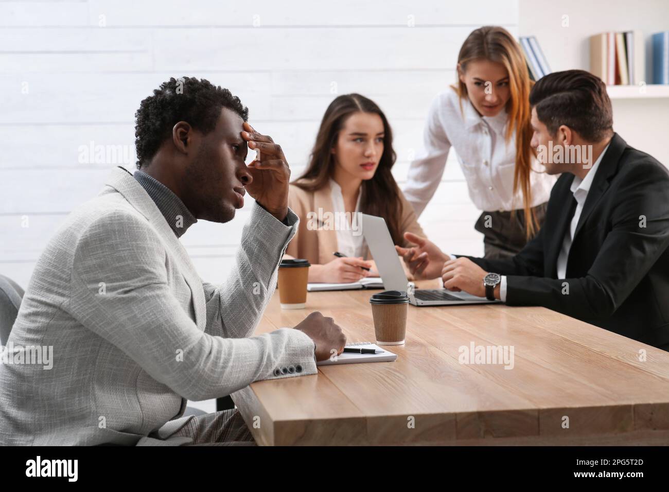 African American man suffering from racial discrimination at work Stock ...