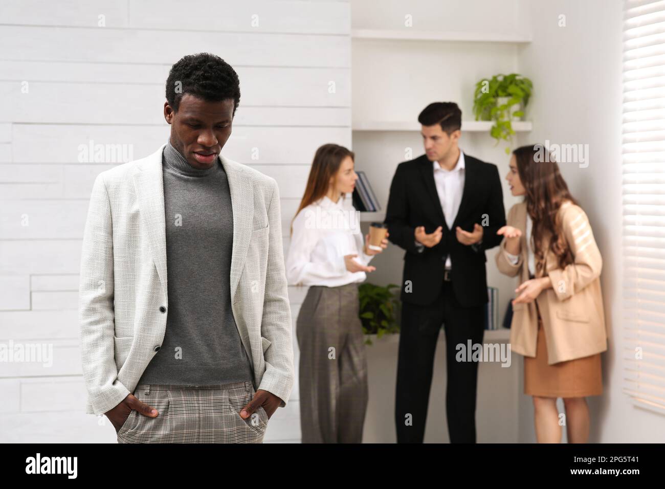 African American man suffering from racial discrimination at work Stock ...