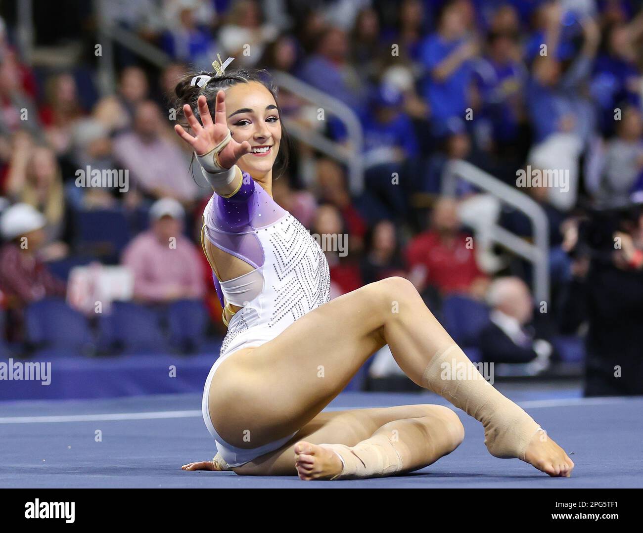 March 18, 2023: LSU's Elena Arenas competes on the floor exercise ...