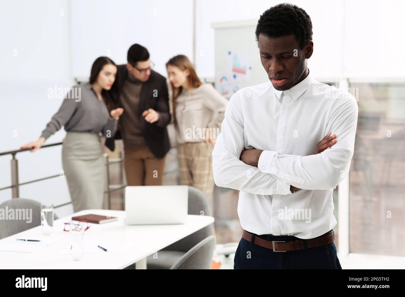 African American man suffering from racial discrimination at work Stock ...